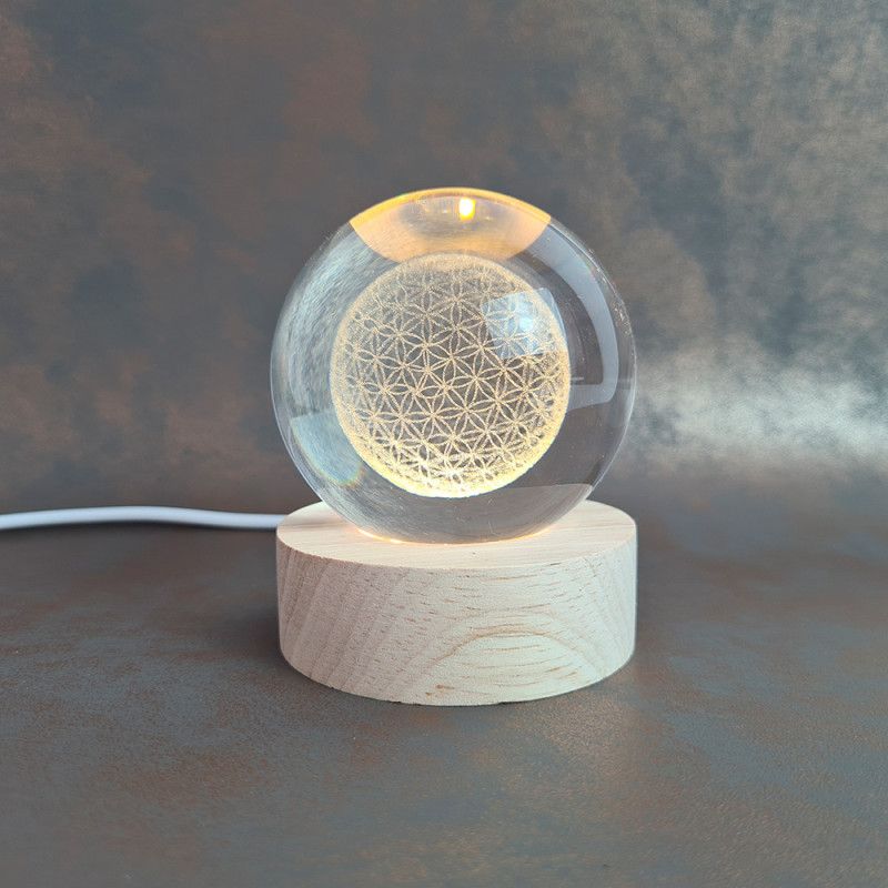 Flower of Life Crystal Ball 6 cm: Well-being guaranteed